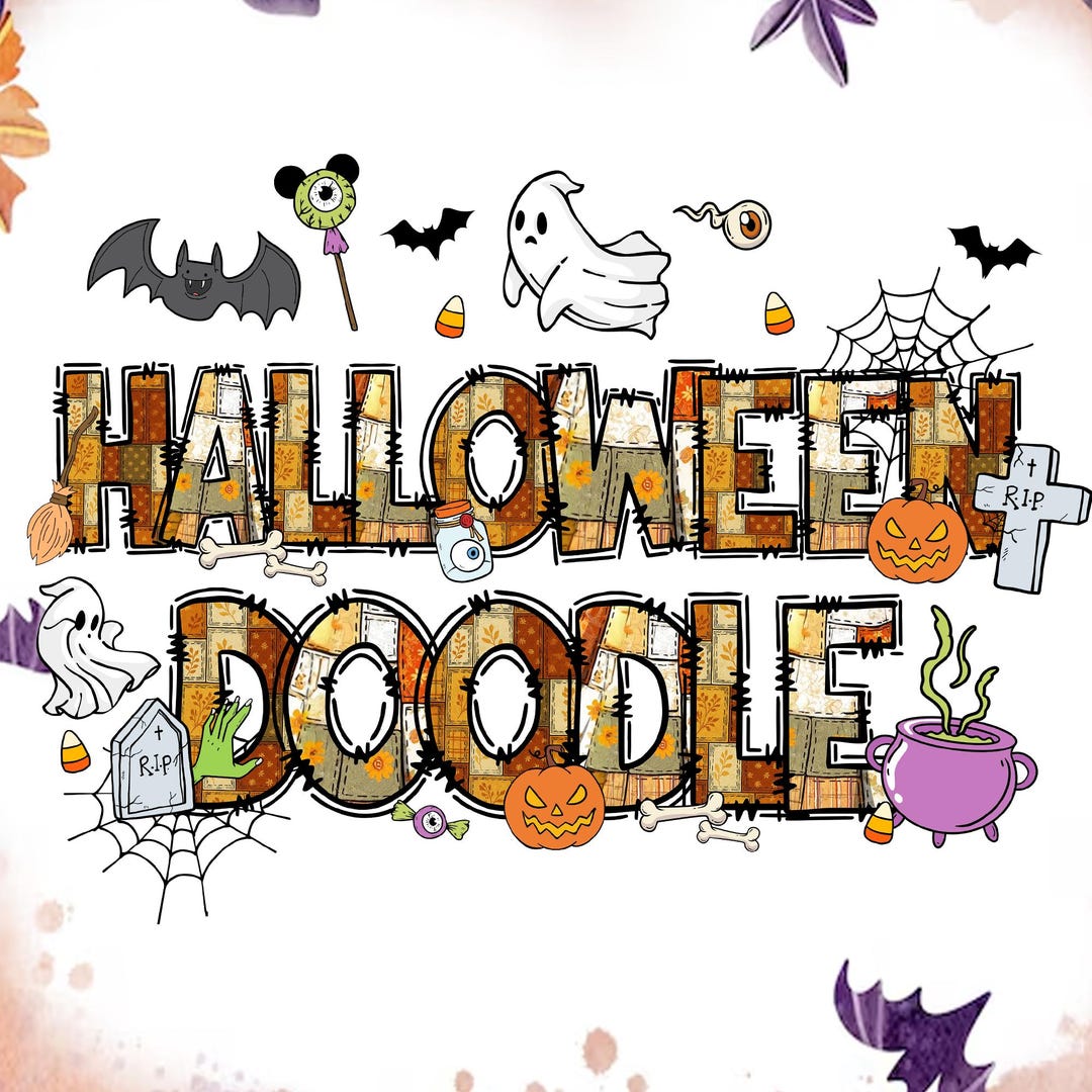 Halloween Doodle Alphabet Png Bundle, Halloween Letters Png, Bat Ghost ...