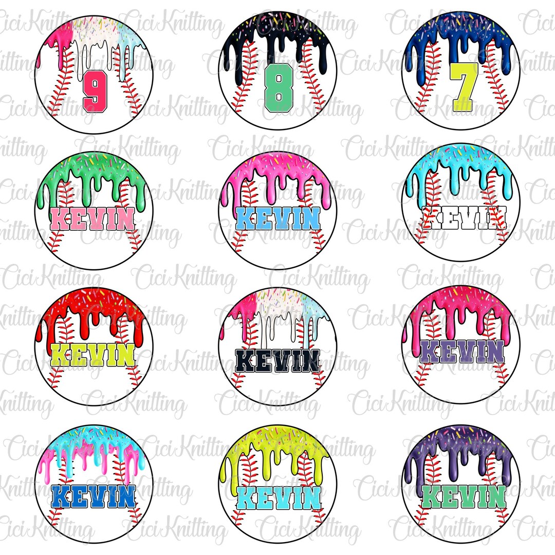 Personalized Baseball Ice Cream Drip Png Bundle, Sport Ice Cream Drip ...