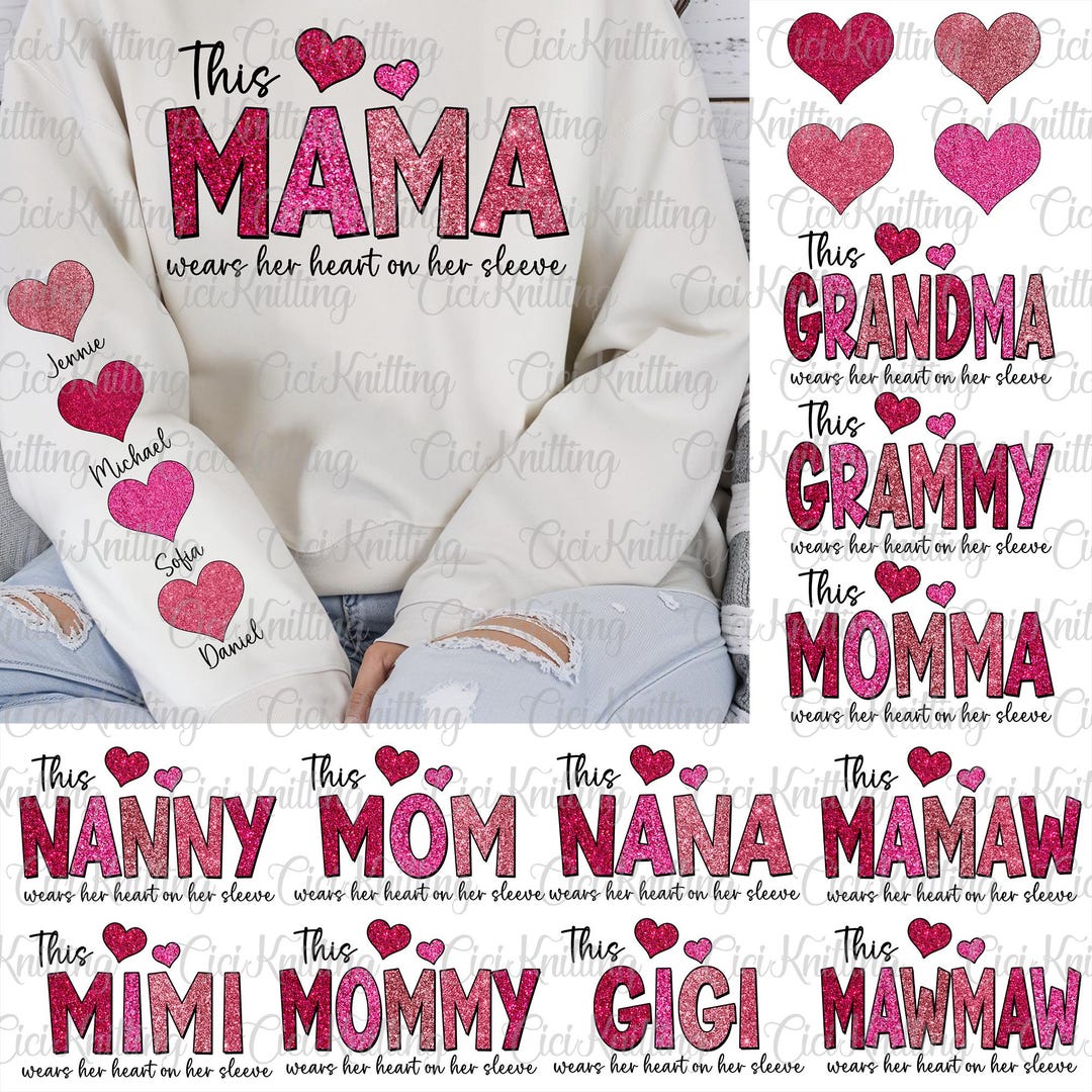 Custom This Mama Wears Her Heart on Her Sleeve, Personalized Valentine ...