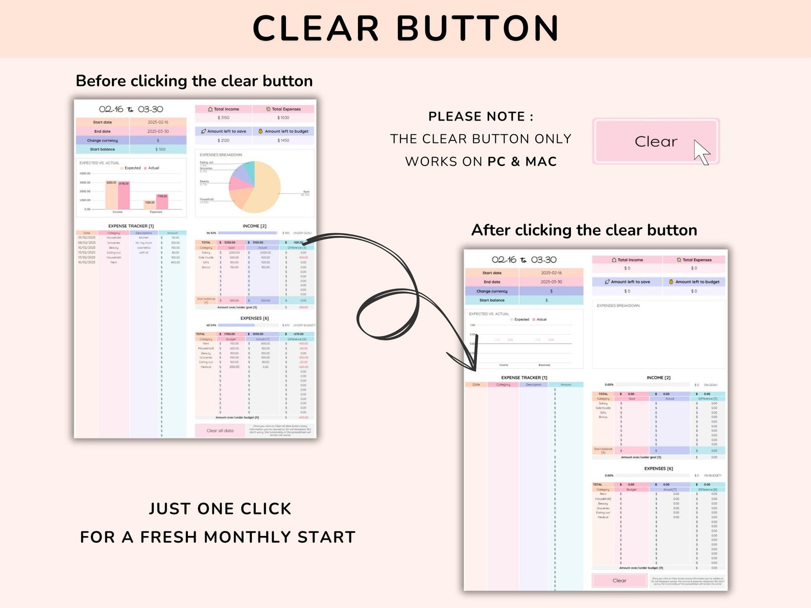 Monthly Budget Spreadsheet, Budget Planner for Google Sheets, Expense ...