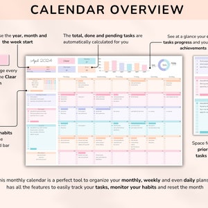 Digital Smart Calendar for Google Sheets, Task Tracker Spreadsheet ...