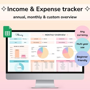 Income and Expense Tracker for Google Sheets, Annual and Monthly ...