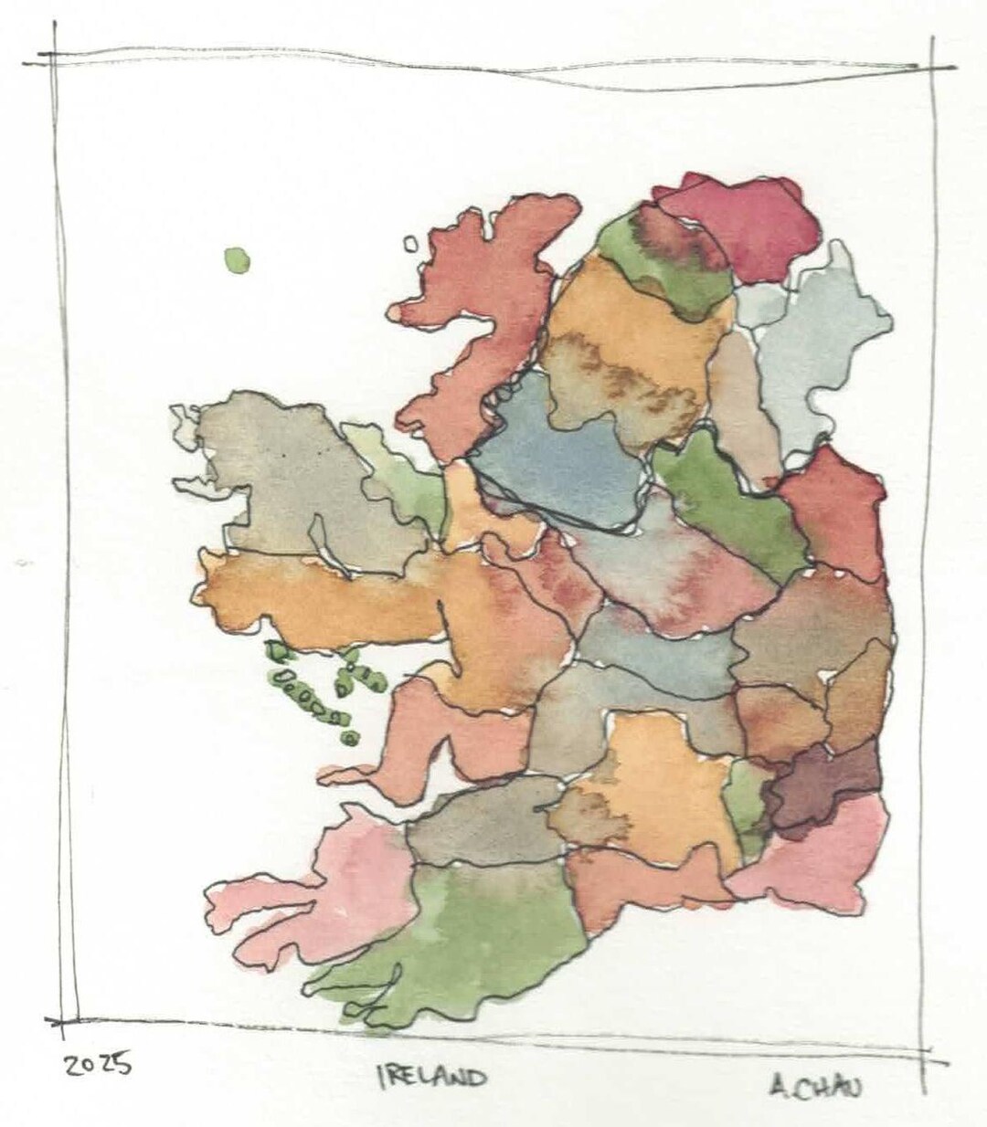 Ireland Map. Original Watercolour Signed by Artist. - Etsy
