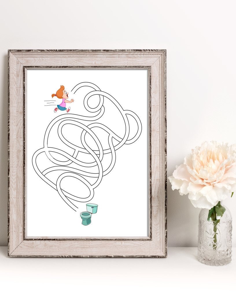 Bathroom Mazes Printable Funny Hand Drawn Mazes for Bathroom Display ...