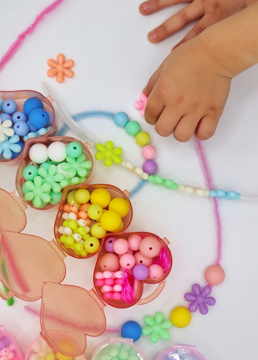 Rainbow Heart Bead Kit Gift Fine Motor Skills Activity Toddler Gift ...