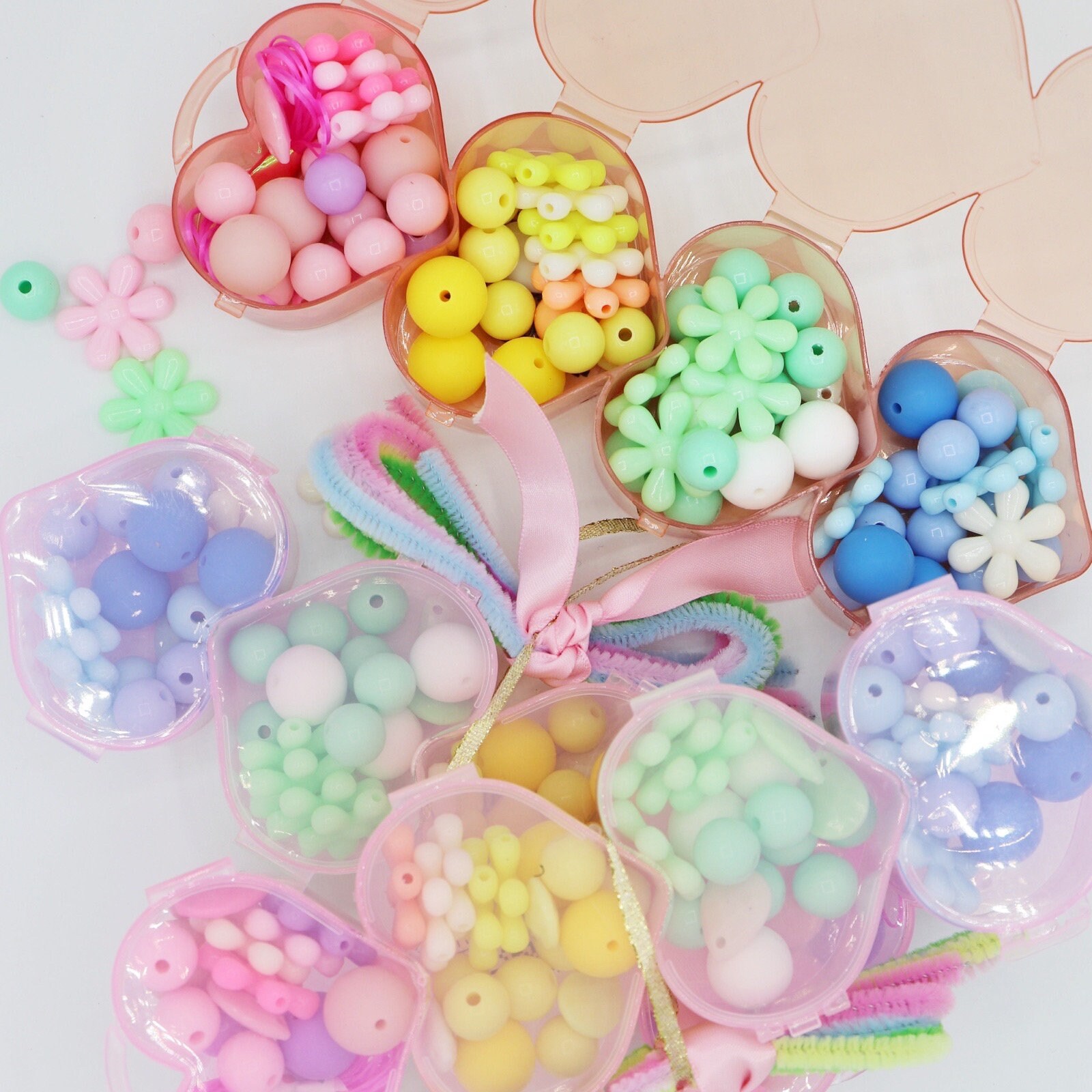 Rainbow Heart Bead Kit Gift Fine Motor Skills Activity Toddler Gift ...