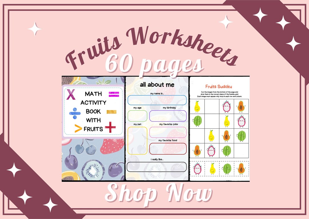 Fruits Math Activity Book, Printable Math Activity Book, Preschool ...