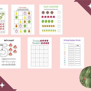 Fruits Math Activity Book, Printable Math Activity Book, Preschool ...