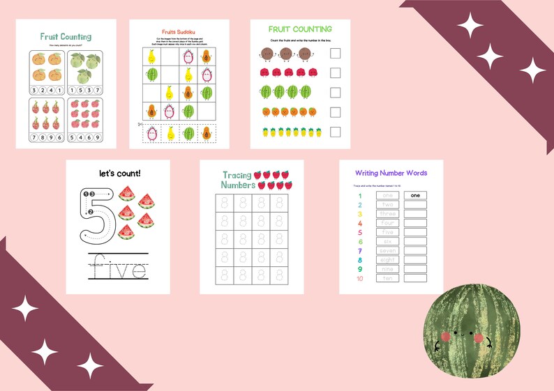 Fruits Math Activity Book, Printable Math Activity Book, Preschool ...