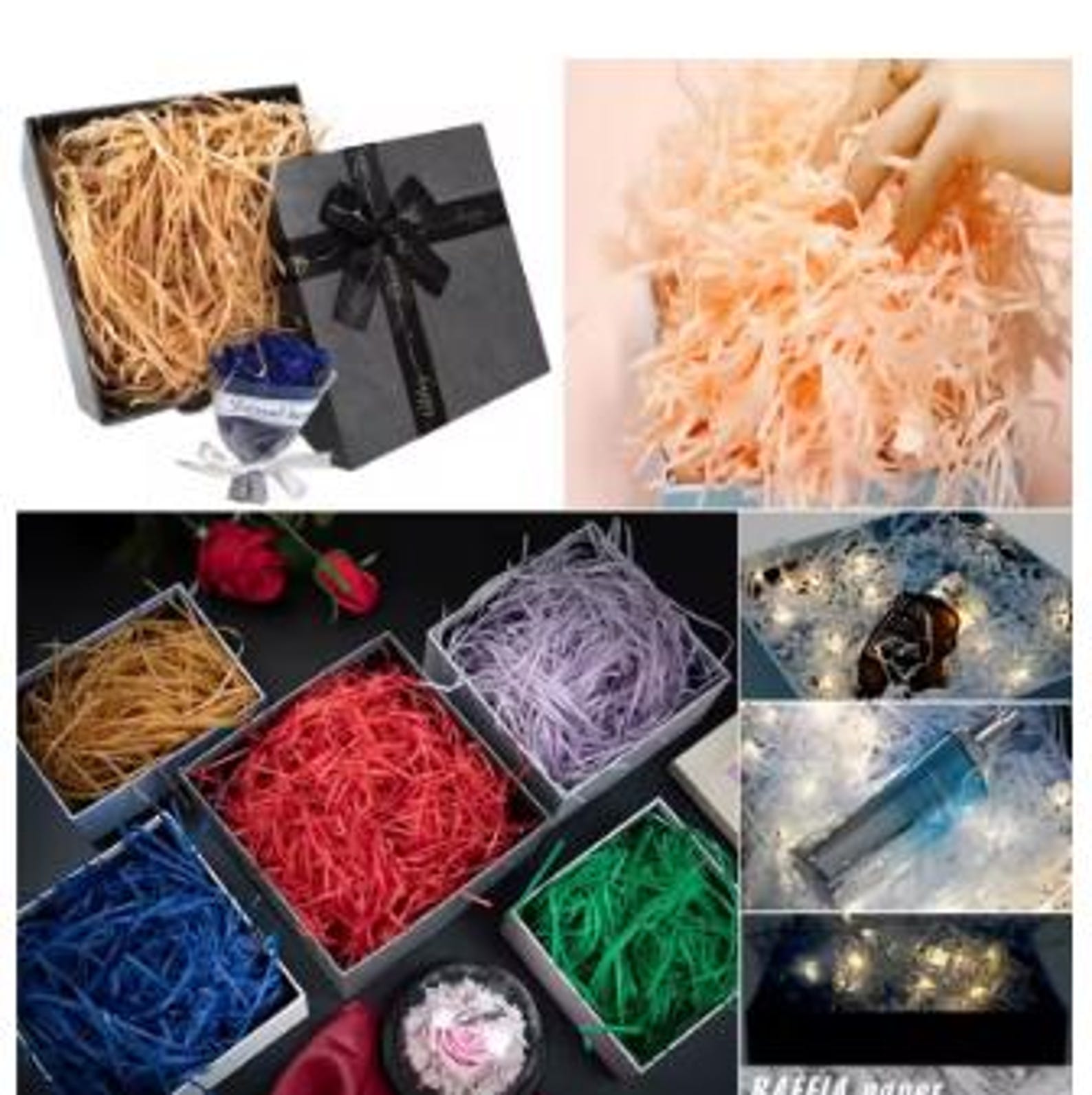 100g Shredded Paper Colorful Raffia Candy Boxes DIY Gift Box Filling ...
