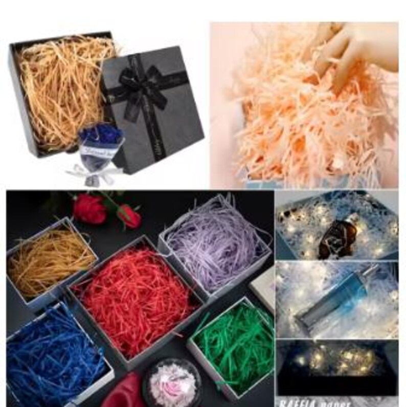 100g Shredded Paper Colorful Raffia Candy Boxes DIY Gift Box Filling ...