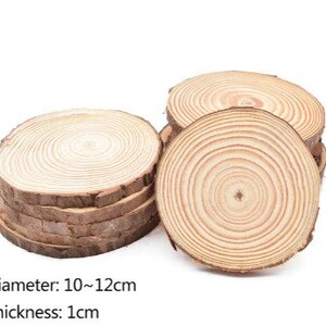 3-12cm Thick Natural Pine Round Unfinished Wood Slices Circles With ...
