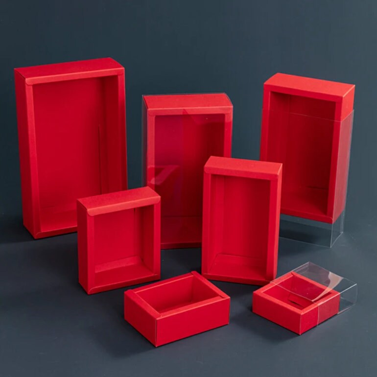 10pcs Kraft Gift Box With Clear PVC Window Cookie Cake Candy Party ...