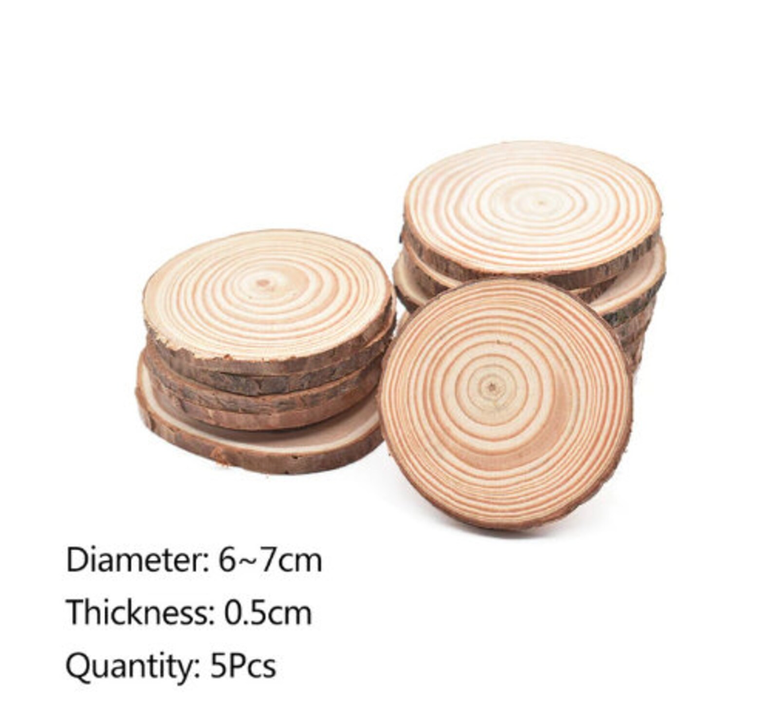 3-12cm Thick Natural Pine Round Unfinished Wood Slices Circles With ...