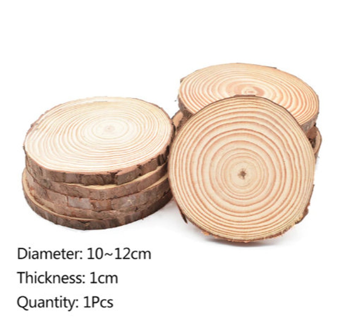 3-12cm Thick Natural Pine Round Unfinished Wood Slices Circles With ...
