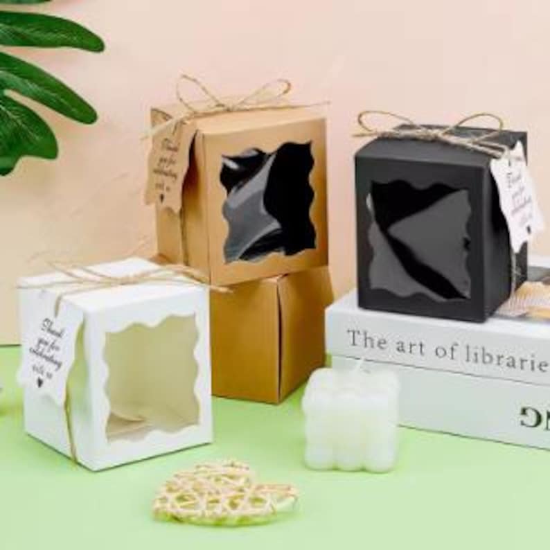 10/20/30pcs Kraft Paper Candle Gift Boxes With Clear Window Packaging ...
