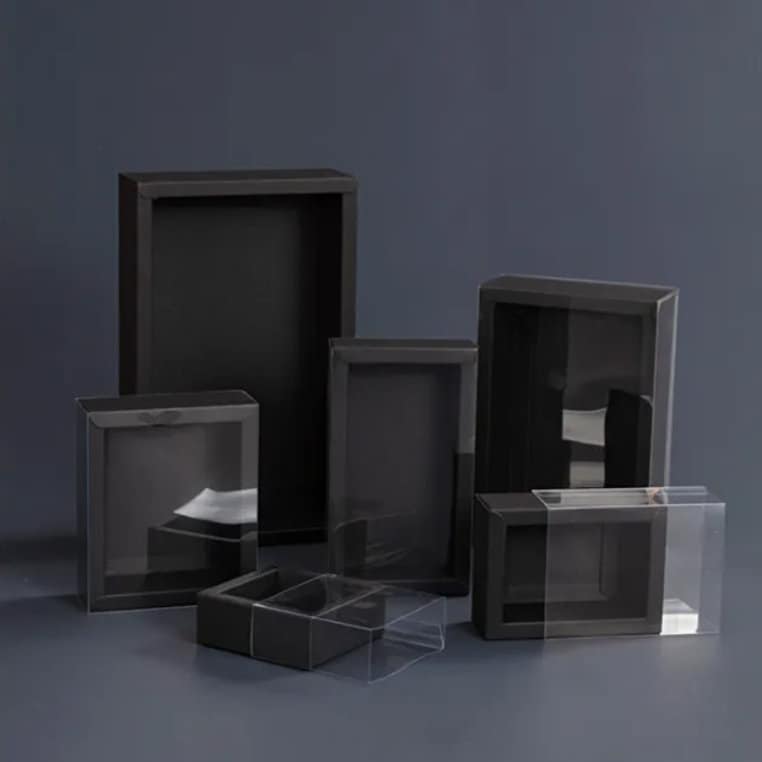 10pcs Kraft Gift Box With Clear PVC Window Cookie Cake Candy Party ...