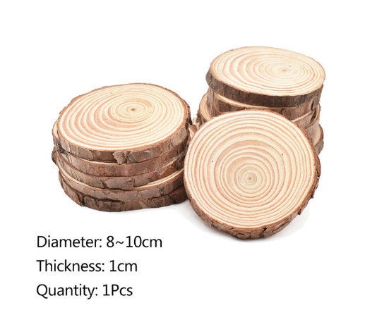 3-12cm Thick Natural Pine Round Unfinished Wood Slices Circles With ...