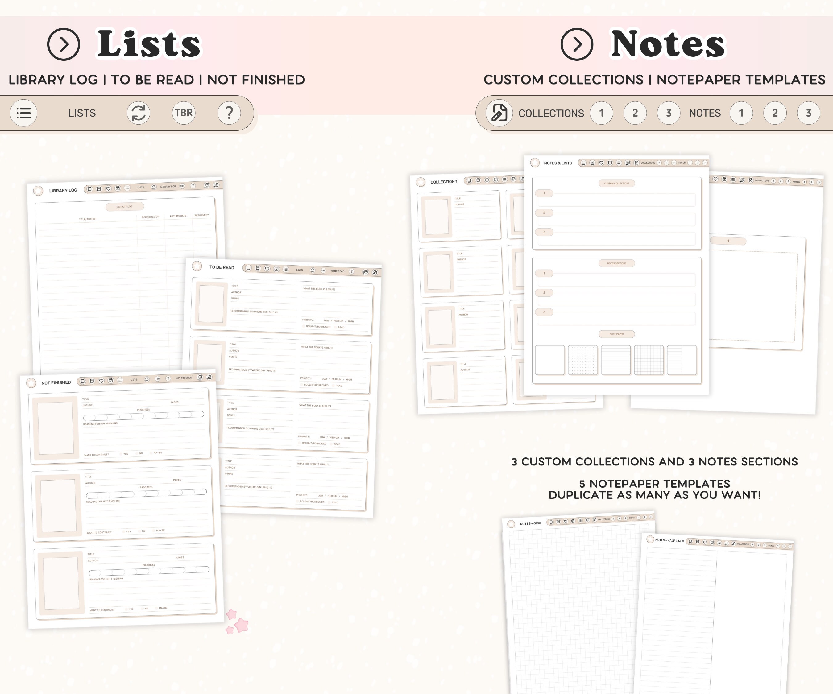 Digital Reading Journal Reading Log Notebook Neutral Reading Tracker ...