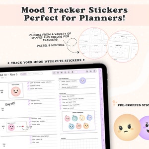 Mood Tracker Digital Stickers for Digital Planners Student Digital ...