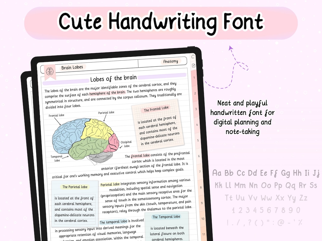 Cute Handwriting Font for Digital Planner and Student Note Taking Clean ...