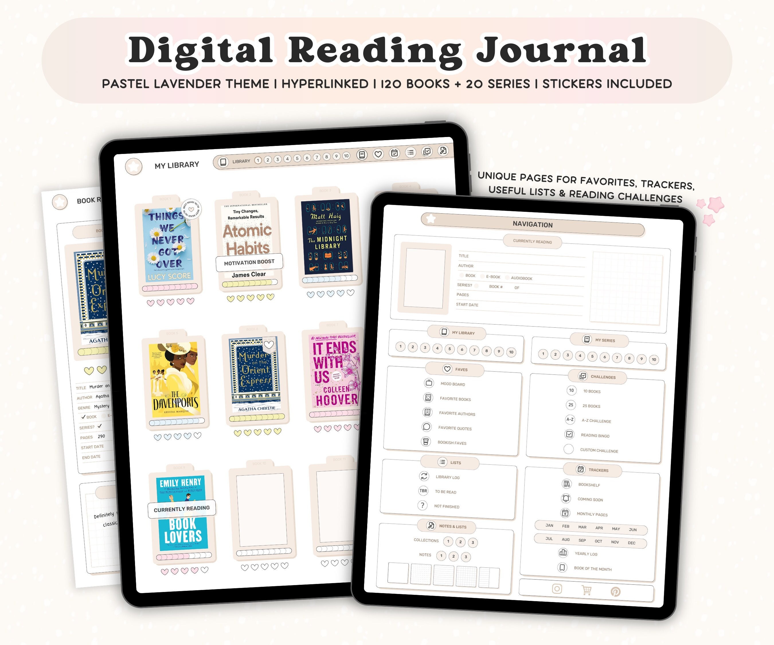 Digital Reading Journal Reading Log Notebook Neutral Reading Tracker ...