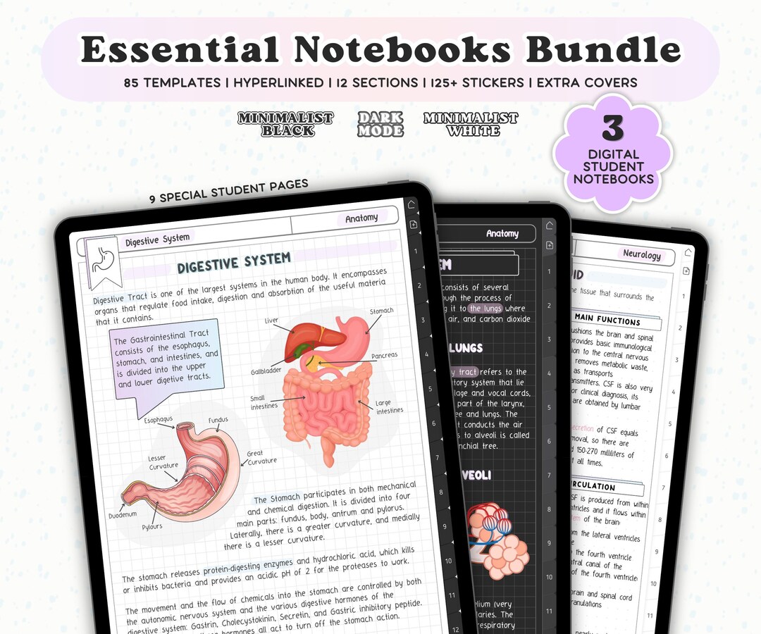 Digital Students Notebook Bundle Hyperlinked Notebook for Goodnotes ...