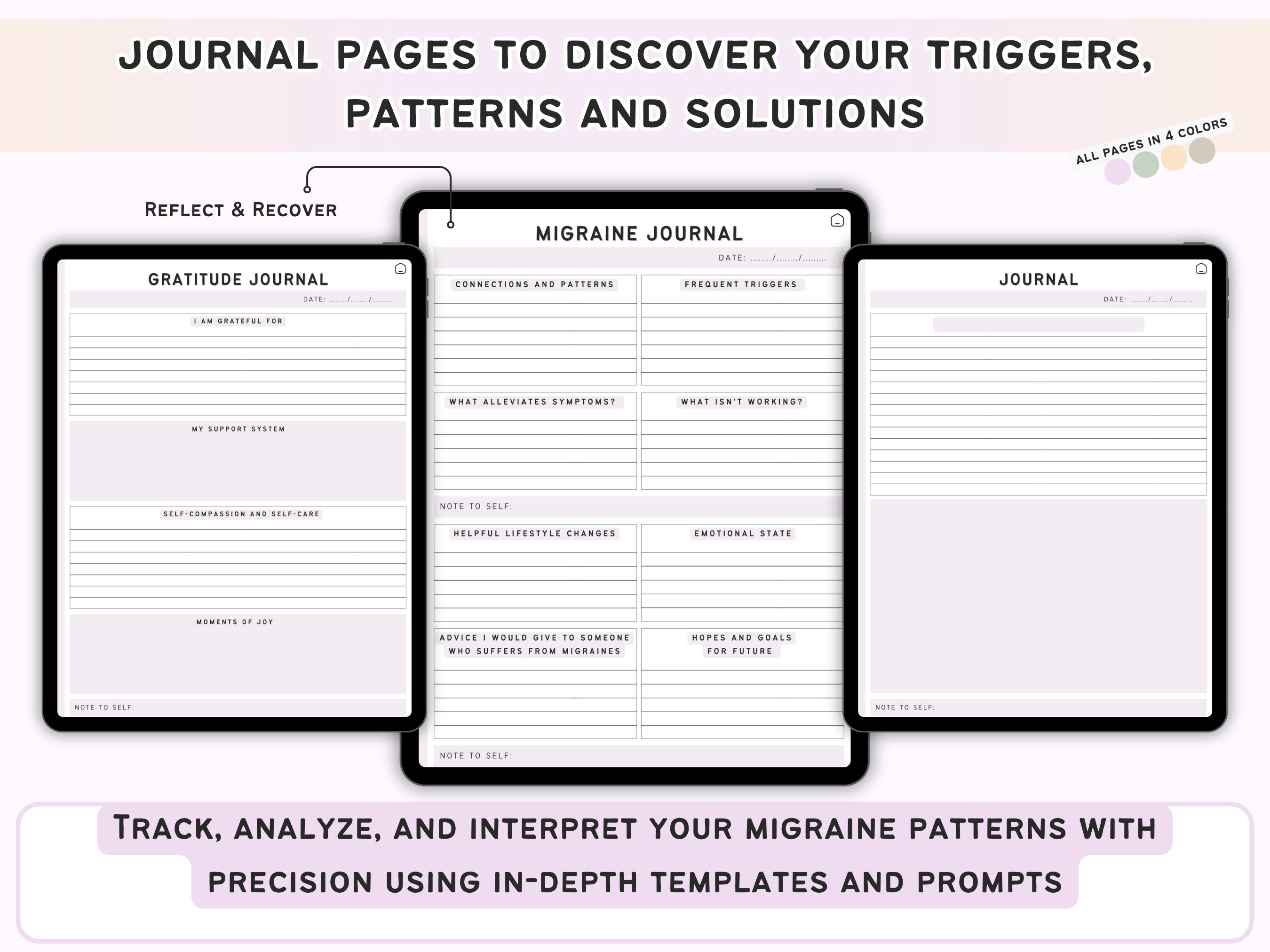 Migraine Tracker Digital Migraine Journal Printable Headache Log ...