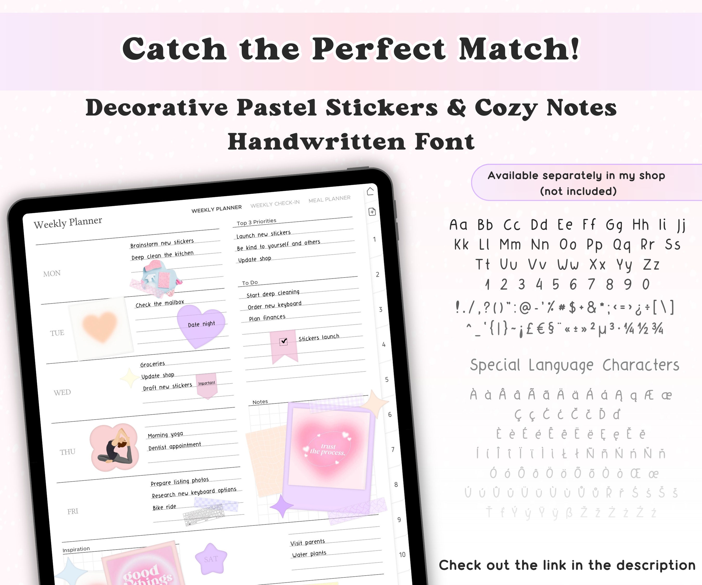 Transparent Digital Stickers Cute Pastel Stickers for Planners - Etsy