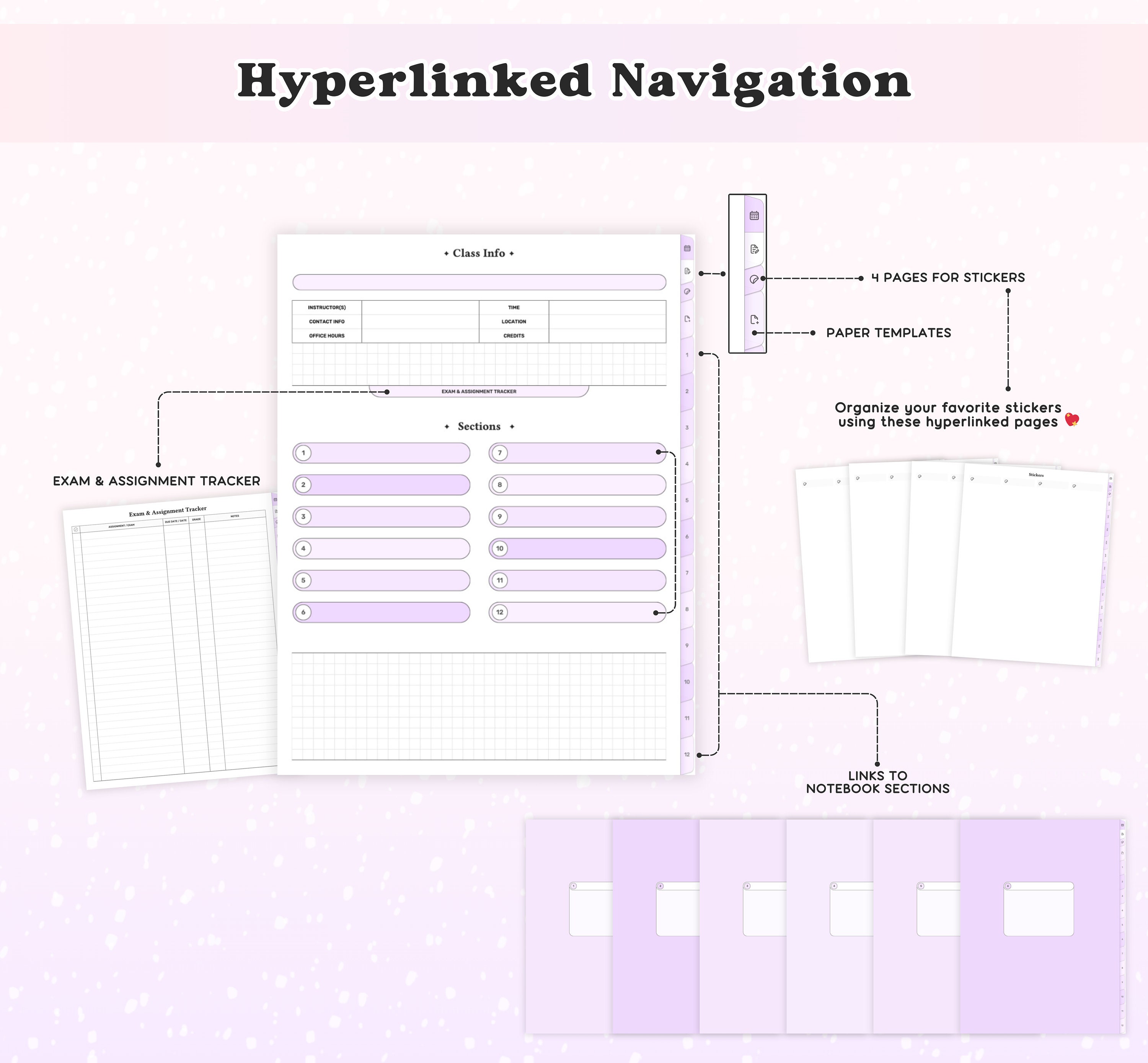Students Digital Notebook Hyperlinked Student Planner for Goodnotes ...