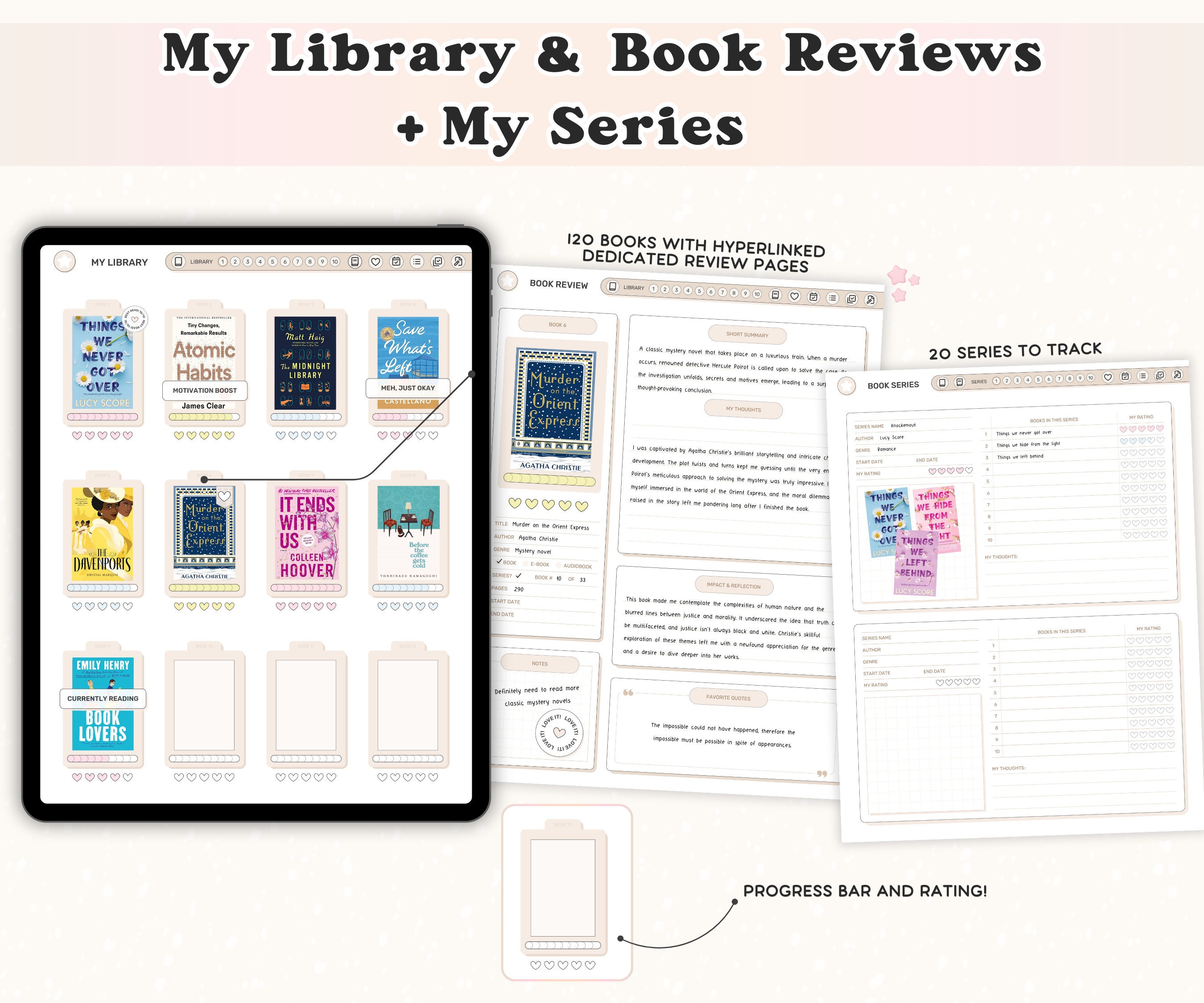 Digital Reading Journal Reading Log Notebook Neutral Reading Tracker ...