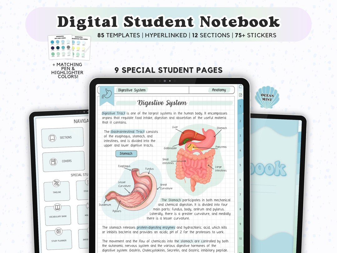Digital Students Notebook Hyperlinked Notebook for Goodnotes Notability ...
