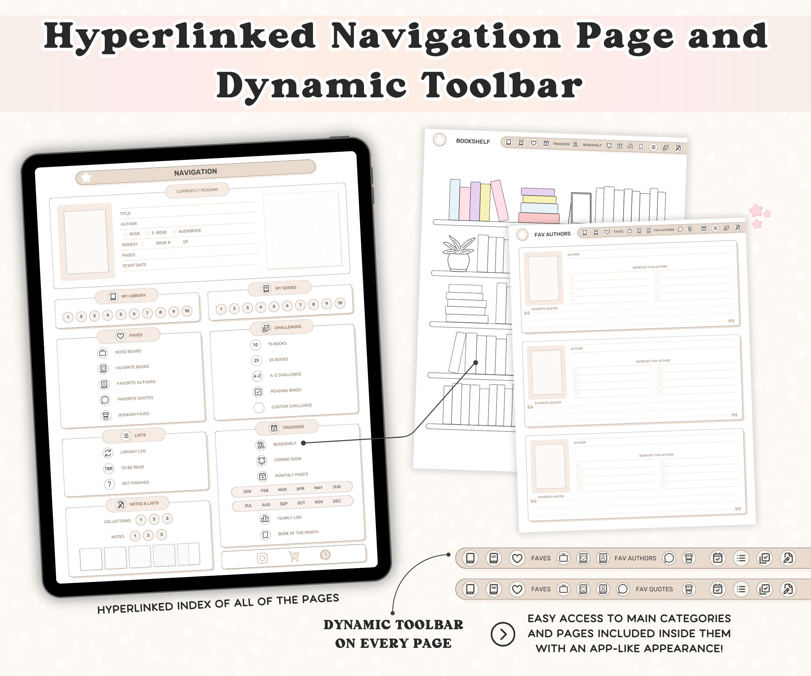 Digital Reading Journal Reading Log Notebook Neutral Reading Tracker ...