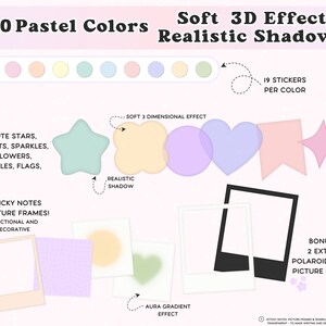 Transparent Digital Stickers Cute Pastel Stickers for Planners Washi ...