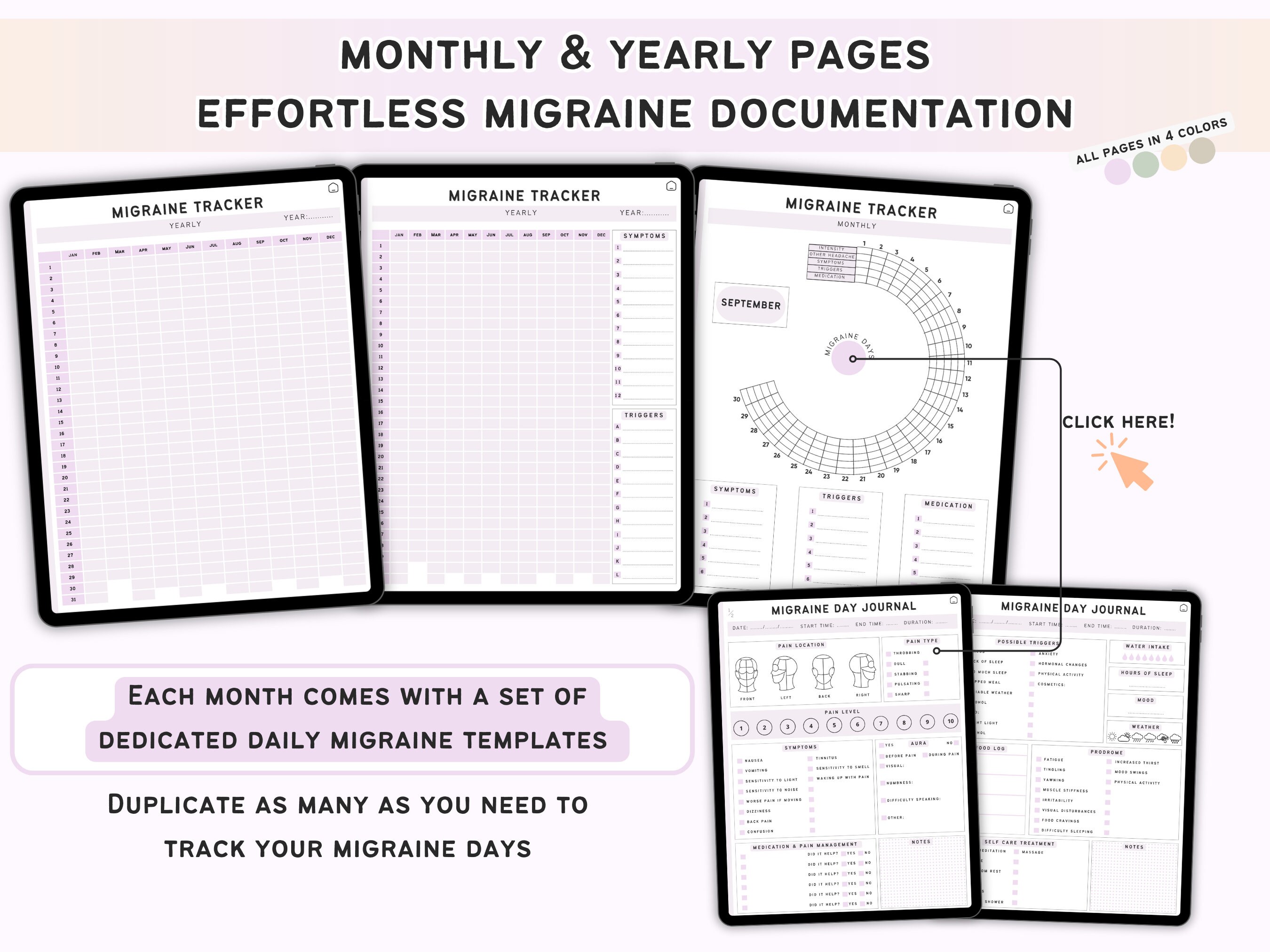 Migraine Tracker Digital Migraine Journal Printable Headache Log ...