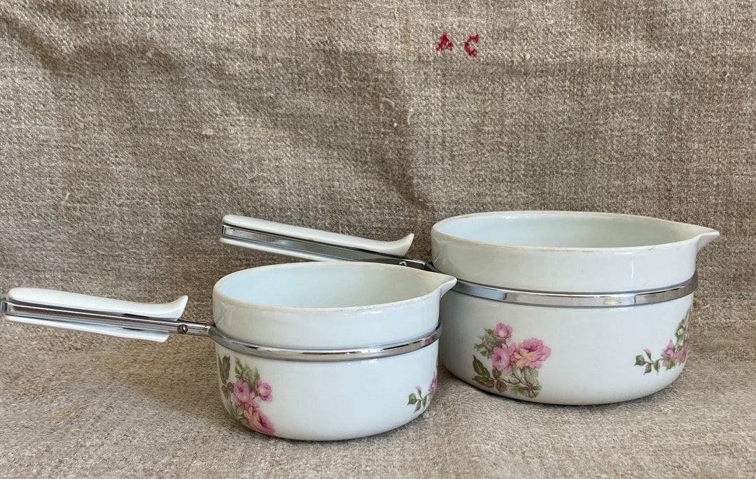 Rare Find! Set of 2 Aluminite Porcelain Deep Pans, Frugier Limoges ...