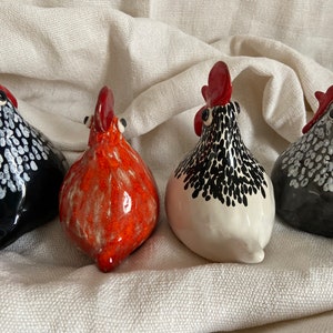 Handmade Sculpted Pottery Hens Created by Local Artist, Decorative ...