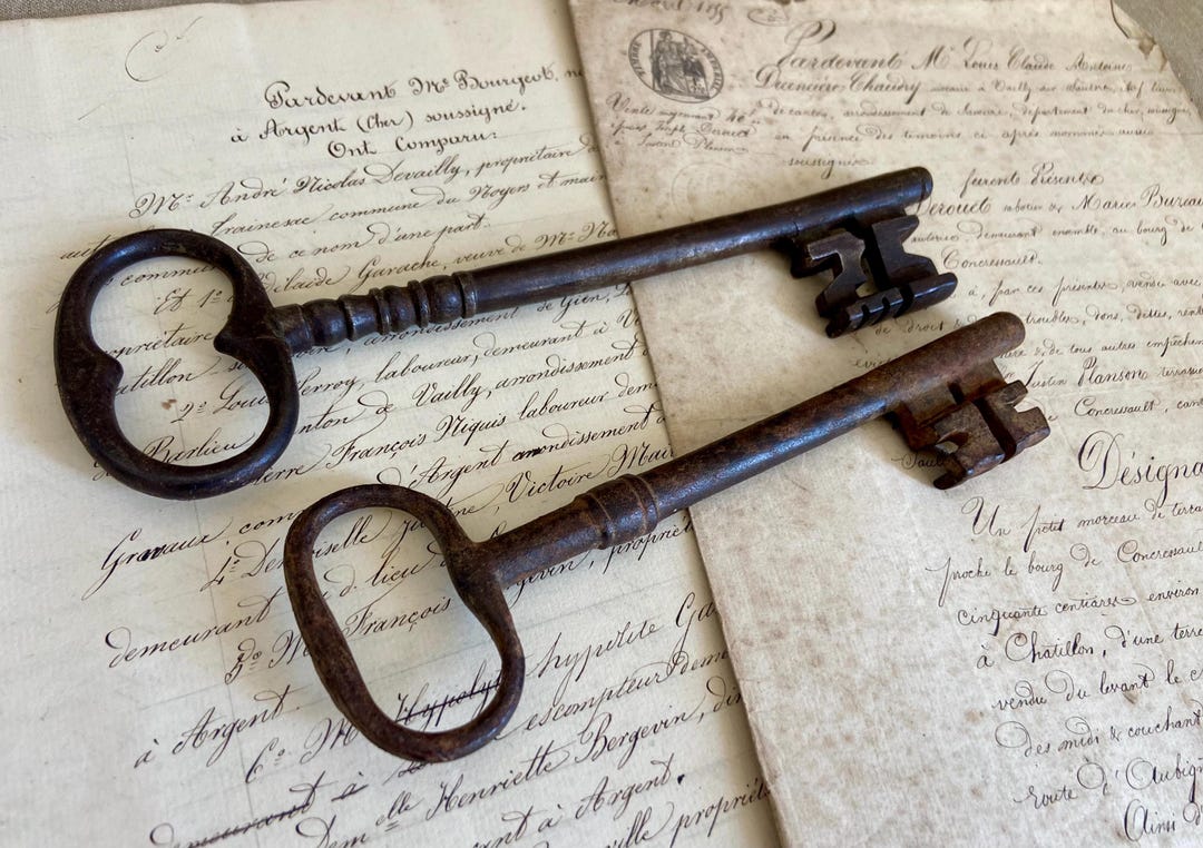 Antique Iron Large Keys, Church Door Keys, Large Antique Castle Metal ...