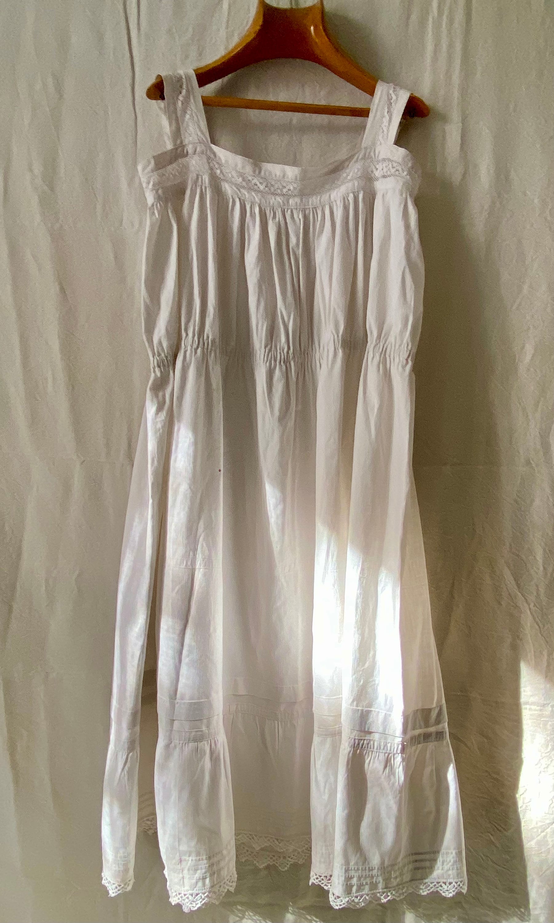 Rare French Antique Hand Gathered Long Cotton Flax Linens Weave Summer ...