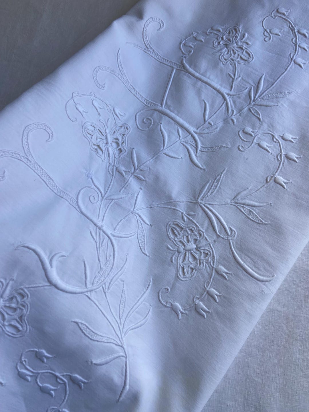 For Sewing Project! Large Vintage Cotton Fabric Sheet, Large Hand ...