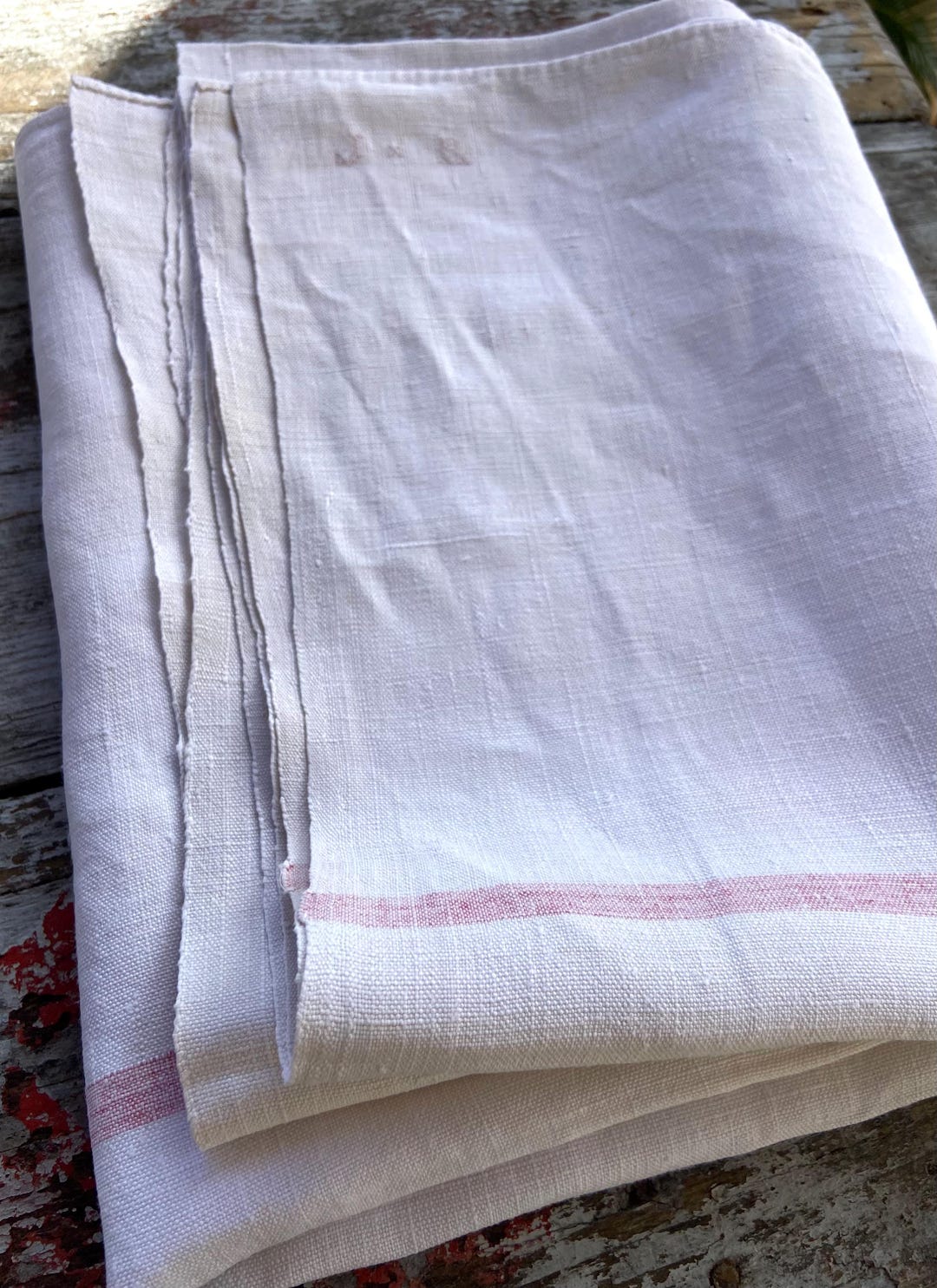 French Antique Pure Hemp Fiber Harvest Tablecloth, Hand Sewn Hems ...