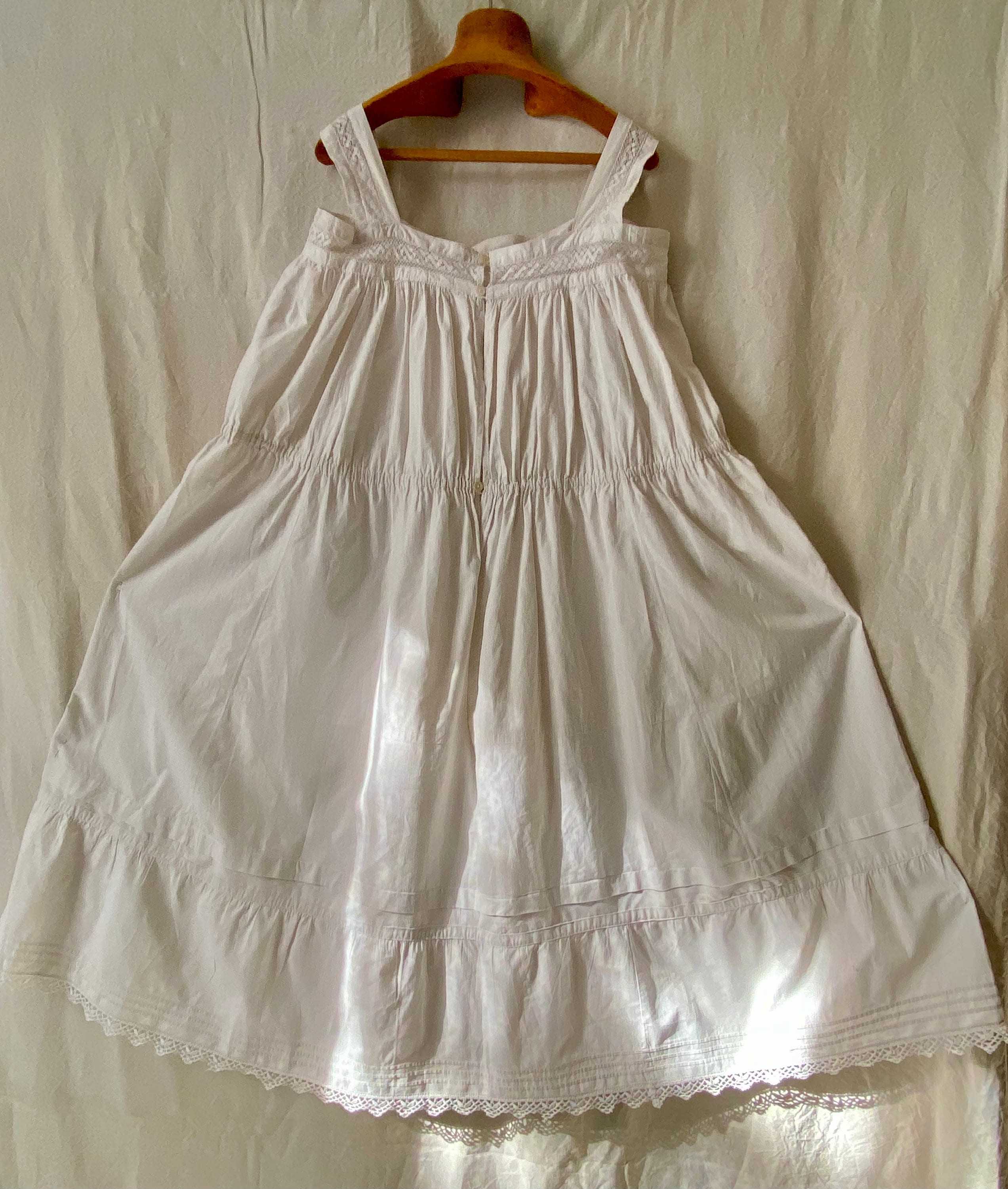 Rare French Antique Hand Gathered Long Cotton Flax Linens Weave Summer ...