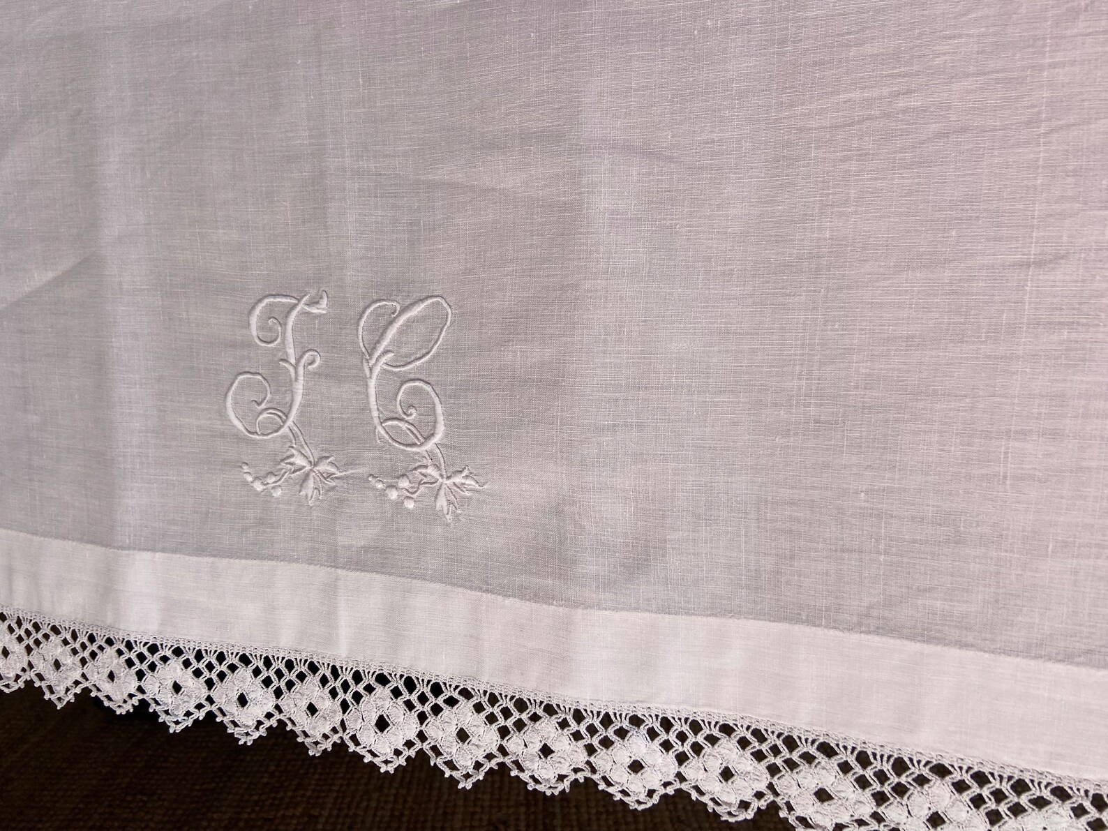 Rare Find Very Long Hand Gathered French Antique Flax Linen Mantel or ...