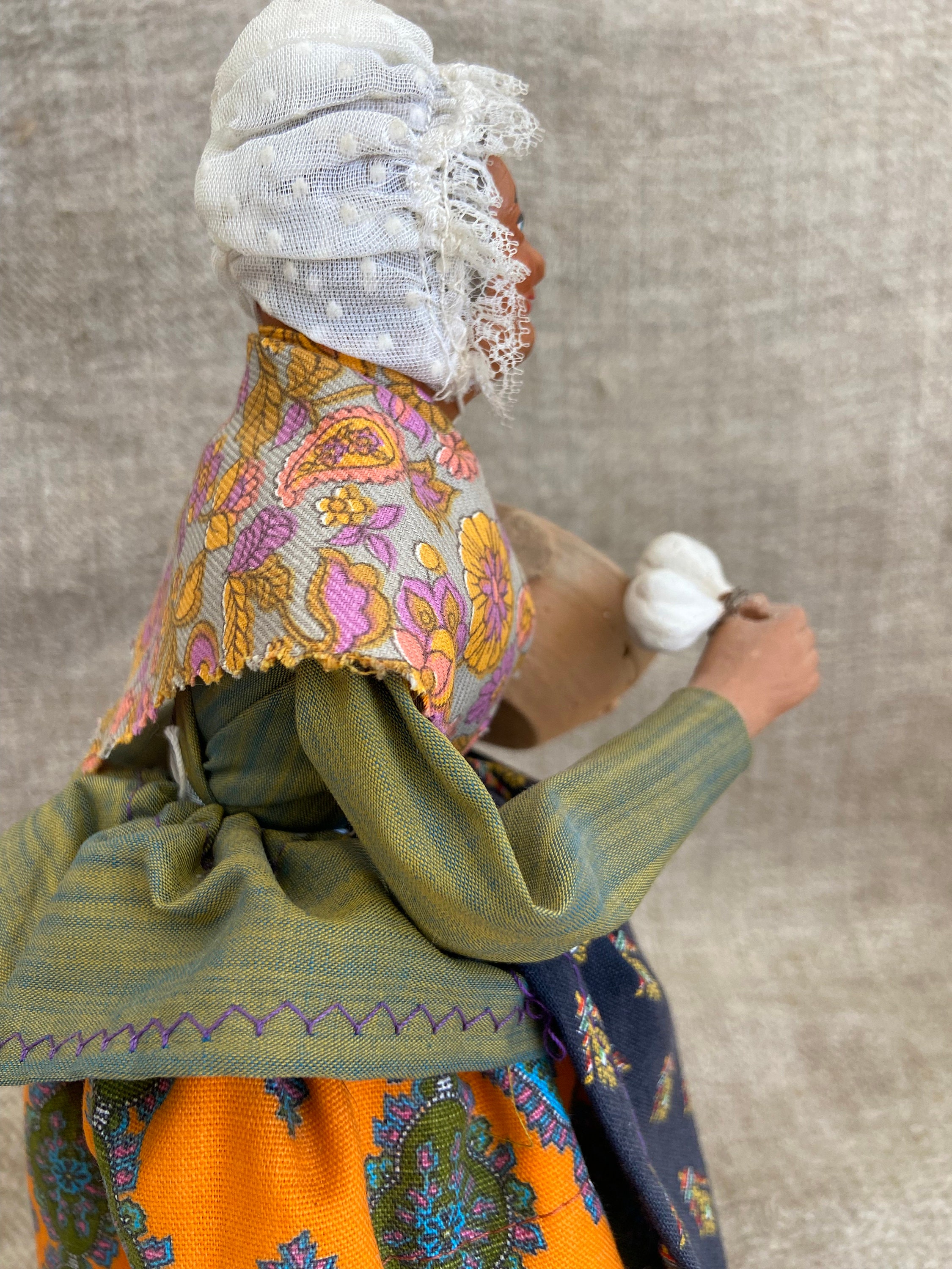 Antique Tall Provence Santon, Authentic Clay Figurine, Older Woman in ...