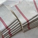 Iconic French Antique Pure Brown Flax Linen Kitchen Towels With Two Red ...