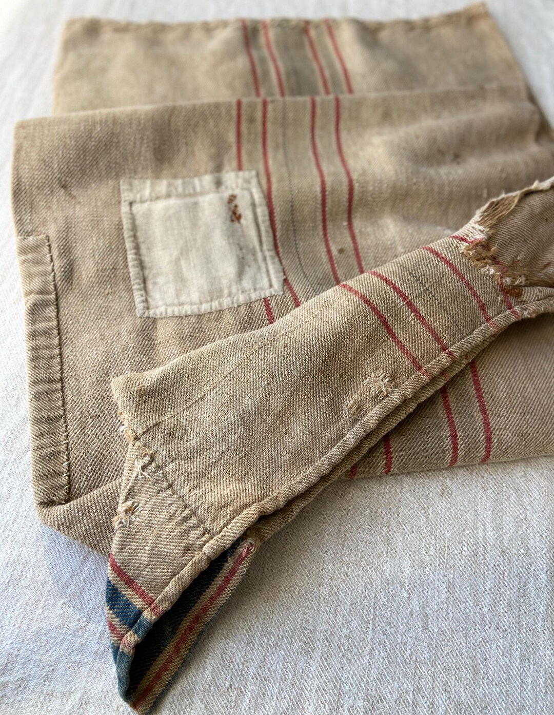 Authentic Heavy Duty Burlap and Cotton Cloth Vintage Grain Sack ...