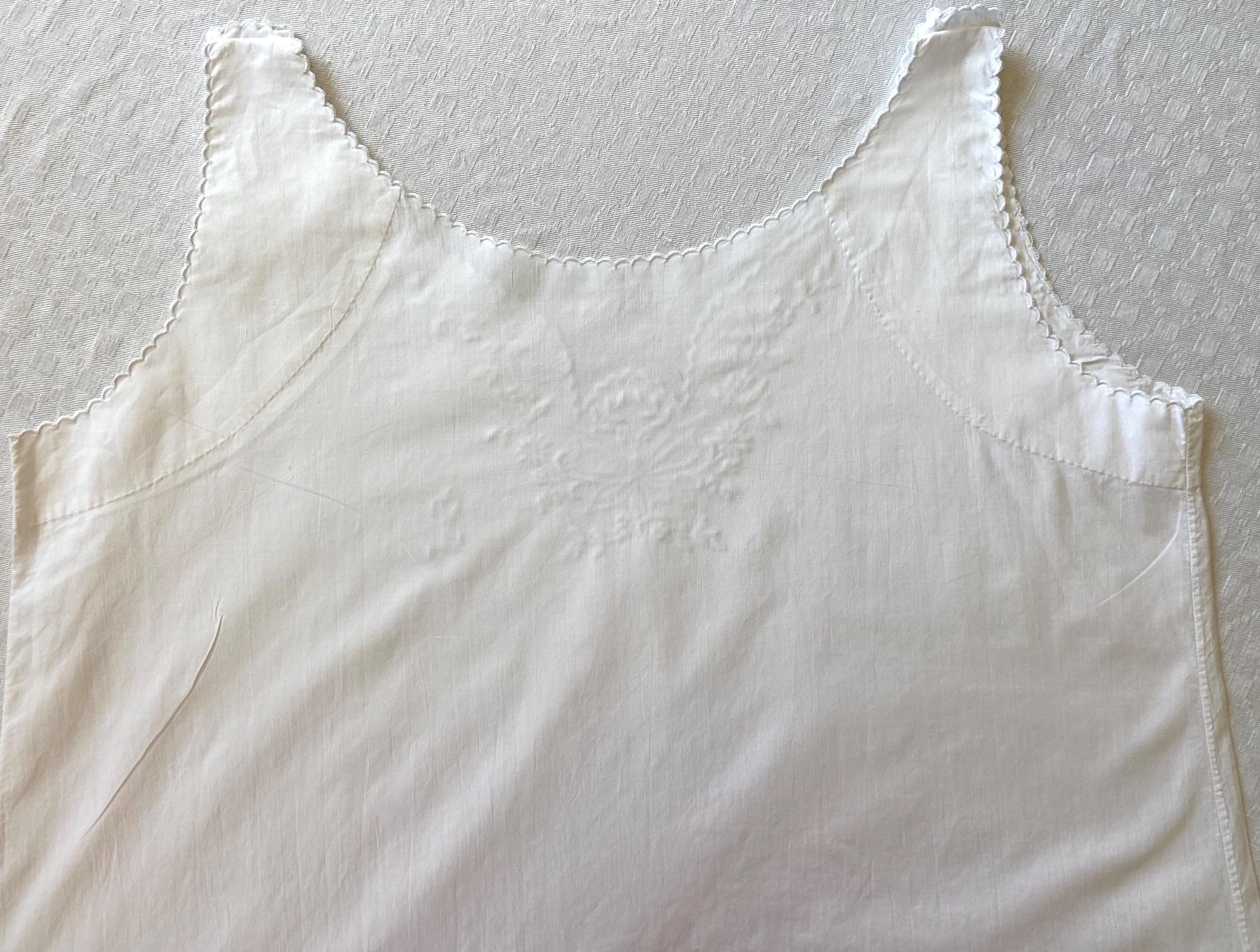 Antique French Linen Nightgown L/XL: Hand Embroidered Monogram SC ...
