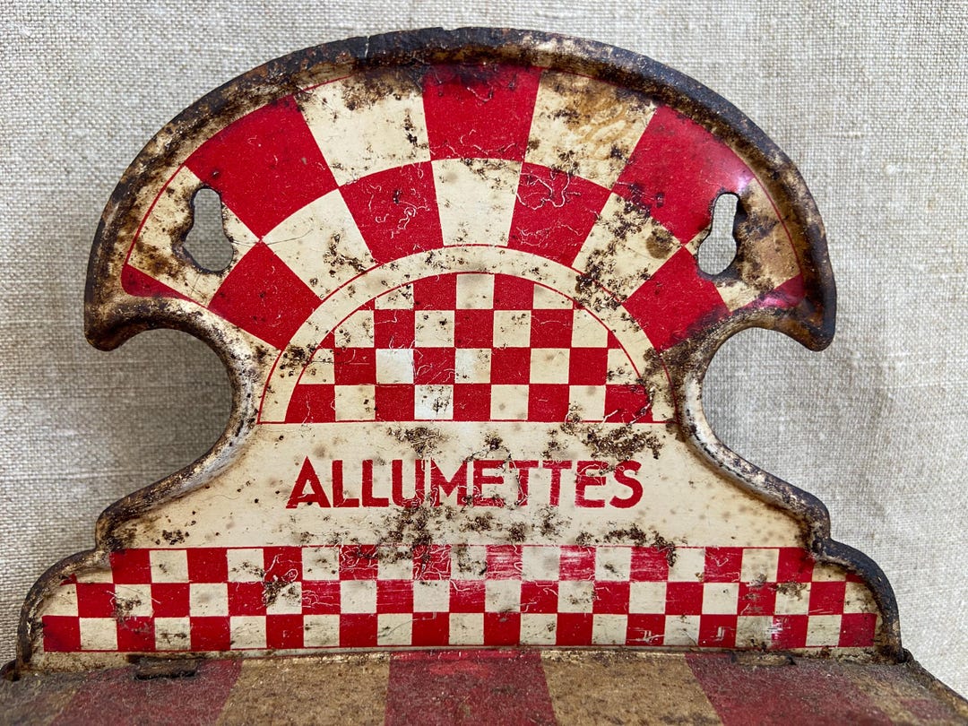 One Vintage Tin Kitchen Match Box From France, Shabby Chic Home, French ...