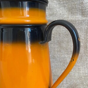 A Beautiful Orange and Black Enamel Coffee Pot From France, Tea Pot ...