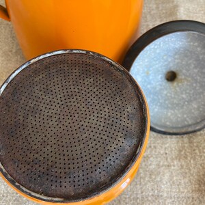 A Beautiful Orange and Black Enamel Coffee Pot From France, Tea Pot ...